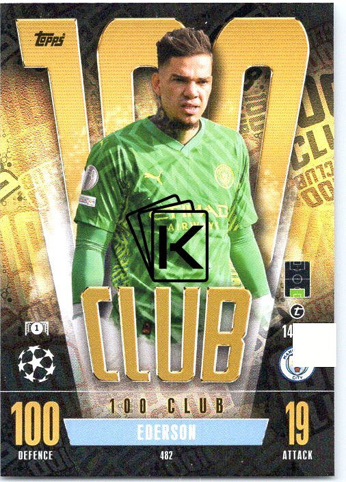 Fotbalová kartička 2023-24 Topps Match Attax UEFA Club Competitions 100 Club 482 Ederson ...