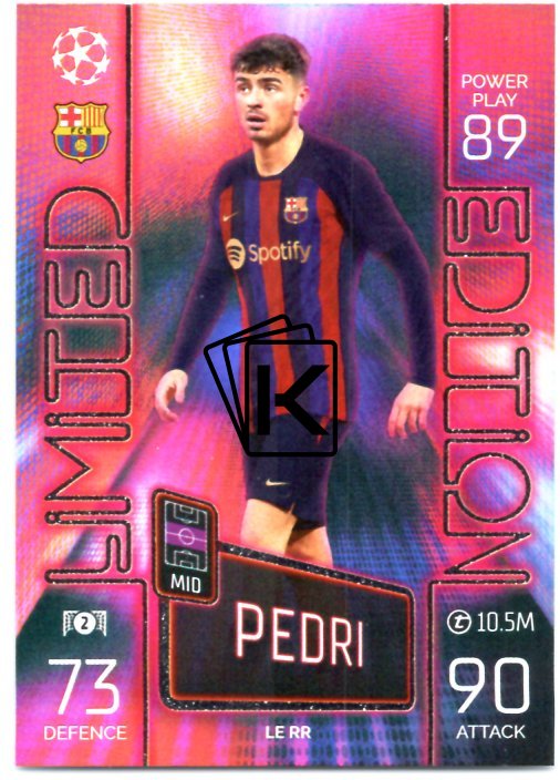 Fotbalová kartička 2022-23 Topps Match Attax UCL Limited Edition Red Ray Pedri FC Barcelona ...
