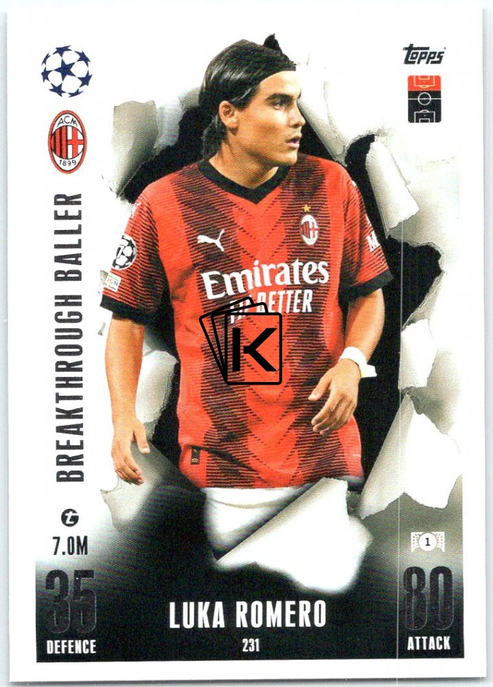 2023-24 Topps Match Attax EXTRA UEFA Club Competition Breakthrough Ballers 231 Luka Romero (AC ...