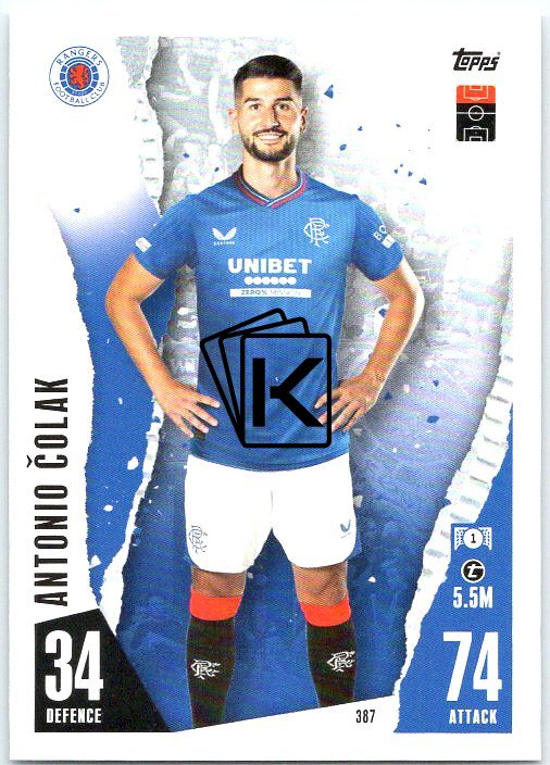 Fotbalová kartička 2023-24 Topps Match Attax UEFA Club Competitions 387 Antonio Čolak Rangers FC ...