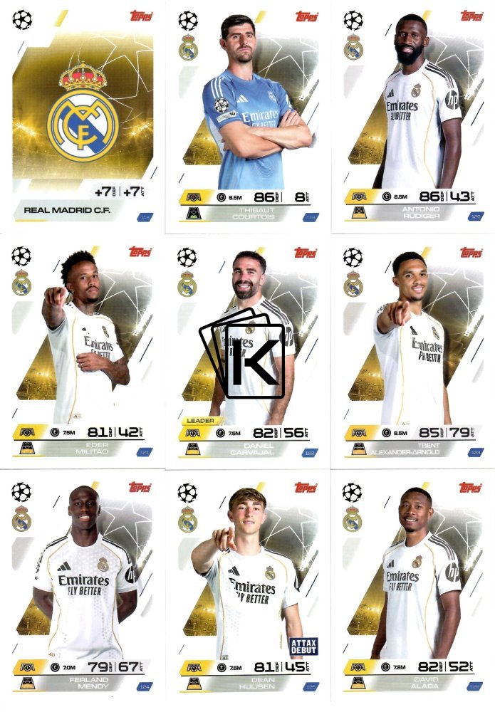 Týmový set 2025-26 Topps Match Attax UEFA Club Competitions Real Madrid ...