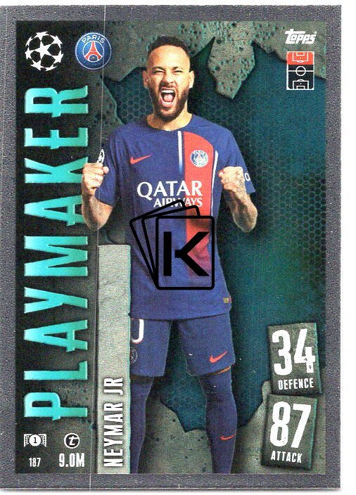 Fotbalová kartička 2023-24 Topps Match Attax UEFA Club Competitions 187 Neymar Jr Paris Saint ...