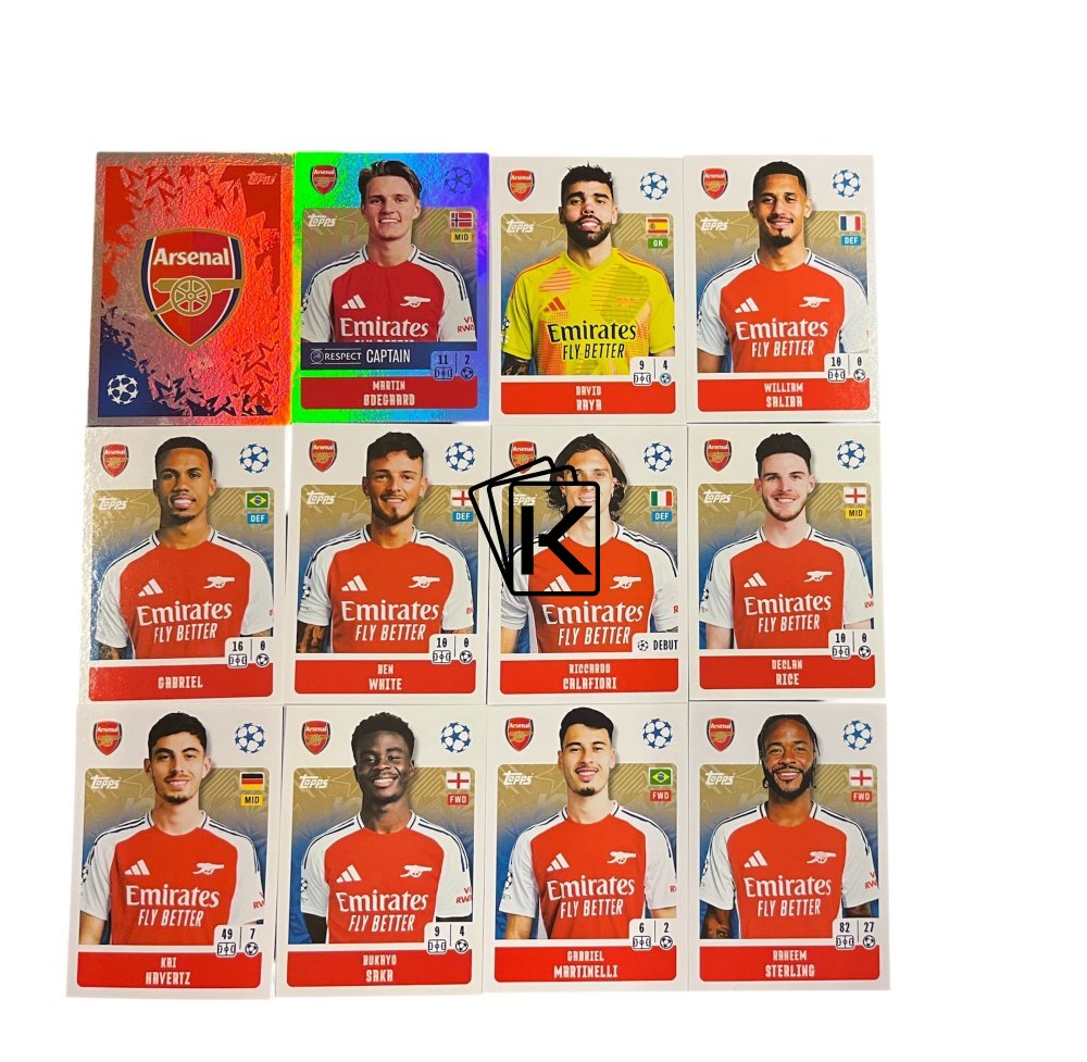 Týmový samolepkový set 2024-25 Topps Champions League Arsenal FC ...