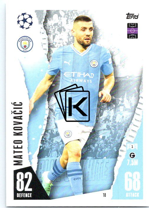 Fotbalová kartička 2023-24 Topps Match Attax UEFA Club Competitions 18 Mateo Kovačić Manchester ...