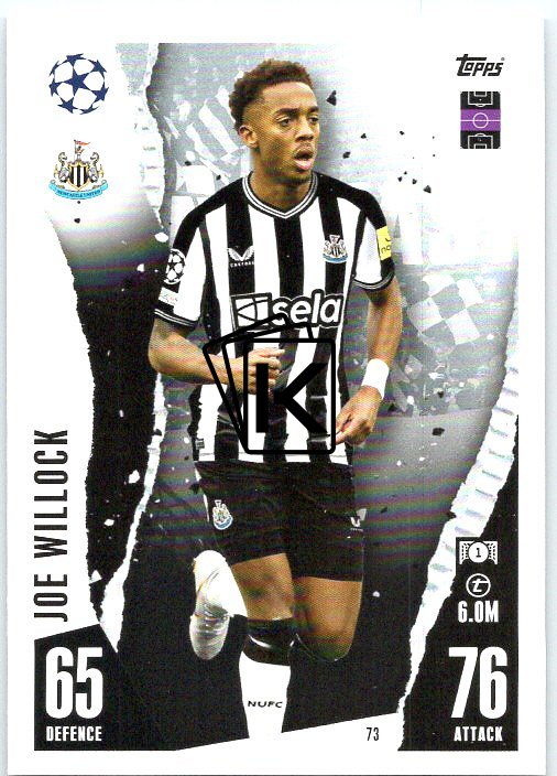 Fotbalová kartička 2023-24 Topps Match Attax UEFA Club Competitions 73 Joe Willock Newcastle ...