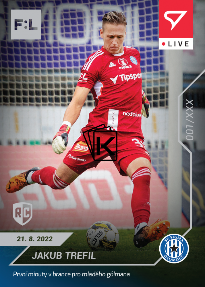 fotbalová kartička SportZoo 2022-23 Live L-020 Jakub Trefil SK Sigma ...