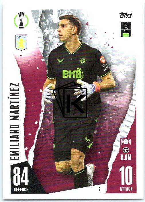 Fotbalová kartička 2023-24 Topps Match Attax UEFA Club Competitions 2 Emiliano Martinez Aston ...