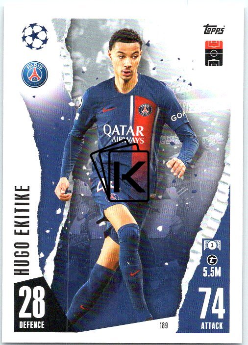 Fotbalová kartička 2023-24 Topps Match Attax UEFA Club Competitions 189 Hugo Ekitike Paris Saint ...