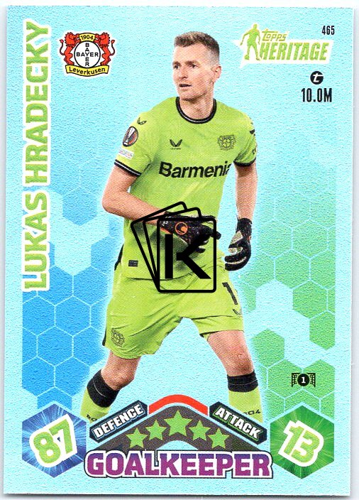 Fotbalová kartička 2023-24 Topps Match Attax UEFA Club Competitions Heritage 465 Lukas Hradecky ...