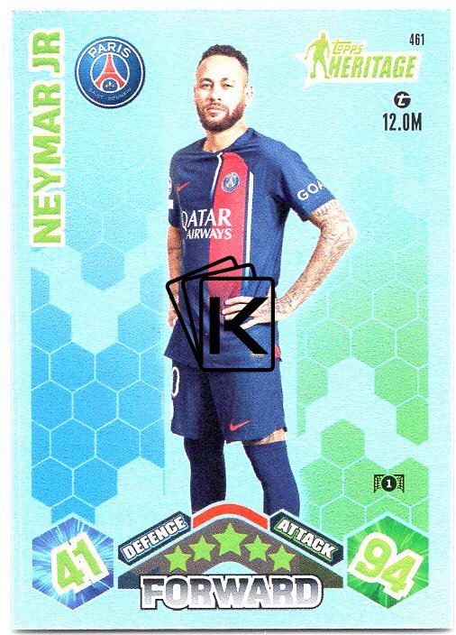 Fotbalová kartička 2023-24 Topps Match Attax UEFA Club Competitions Heritage 461 Neymar Jr Paris ...