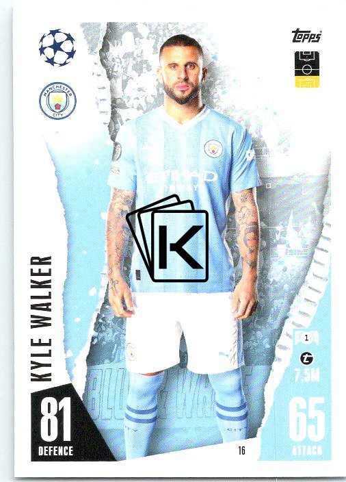 Fotbalová kartička 2023-24 Topps Match Attax UEFA Club Competitions 16 Kyle Walker Manchester ...