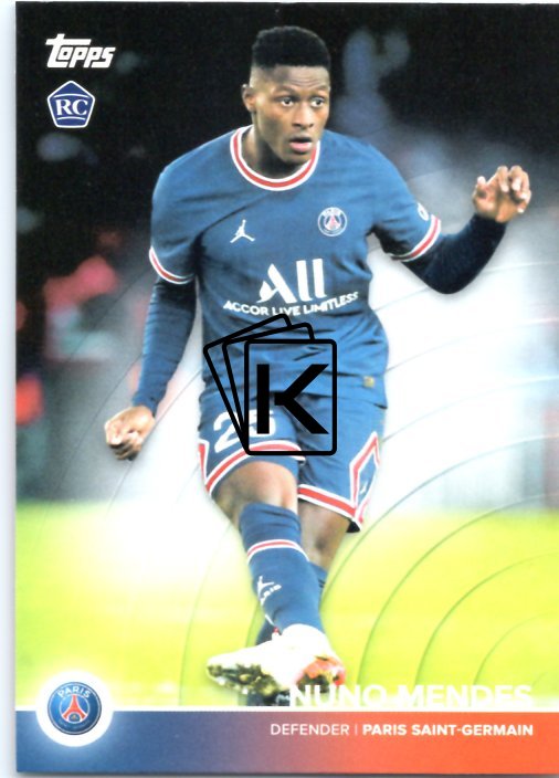 Fotbalová kartička Topps 2021-22 PSG Team Set 5 Nuno Mendes RC ...