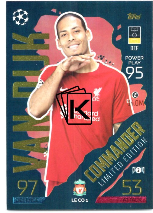 Fotbalová kartička 2022-23 Topps Match Attax UCL Limited Edition COmmander LECO1 Virgil Van Dijk ...