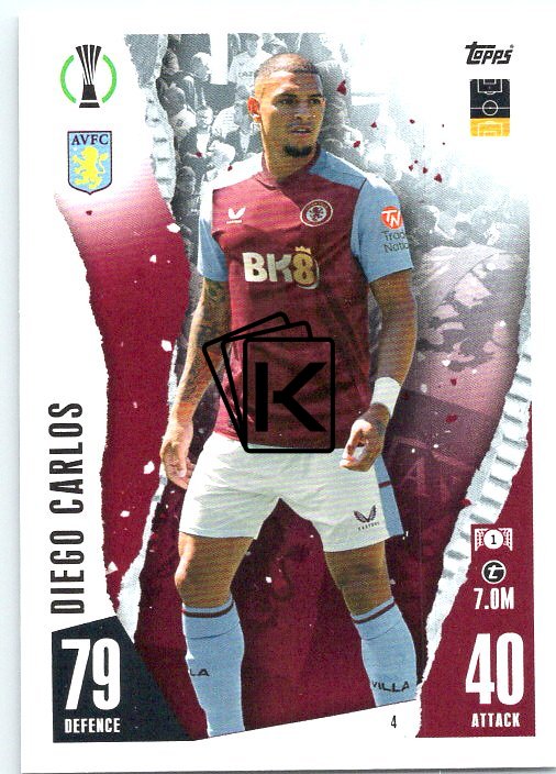 Fotbalová kartička 2023-24 Topps Match Attax UEFA Club Competitions 4 Diego Carlos Aston Villa ...
