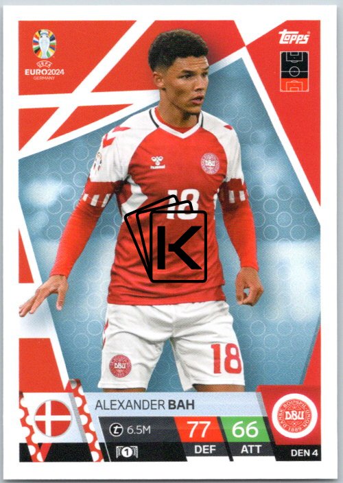 fotbalová karta Topps Match Attax EURO 2024 DEN4 Alexander Bah (Denmark ...