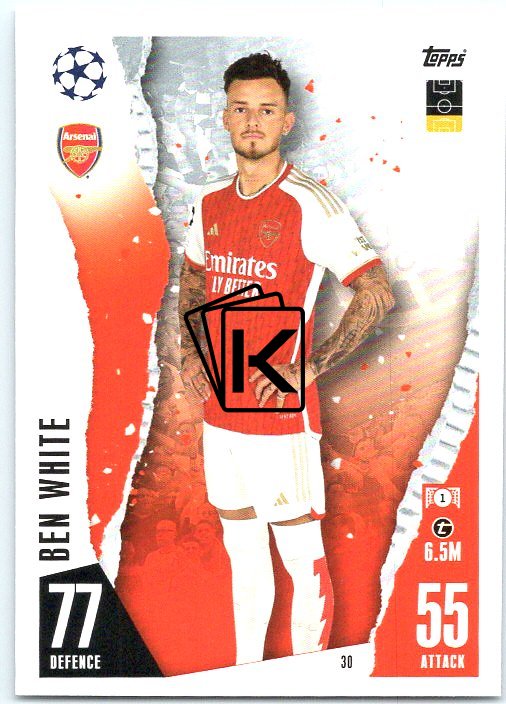 Fotbalová kartička 2023-24 Topps Match Attax UEFA Club Competitions 30 Ben White Arsenal ...