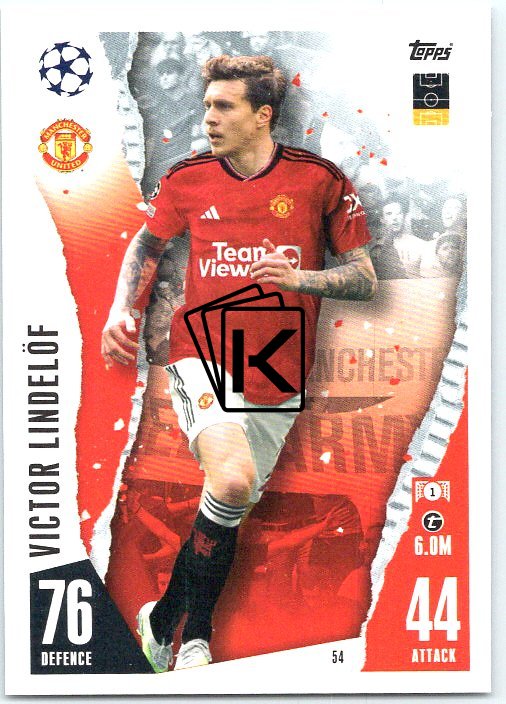 Fotbalová kartička 2023-24 Topps Match Attax UEFA Club Competitions 54 Victor Lindelöf ...
